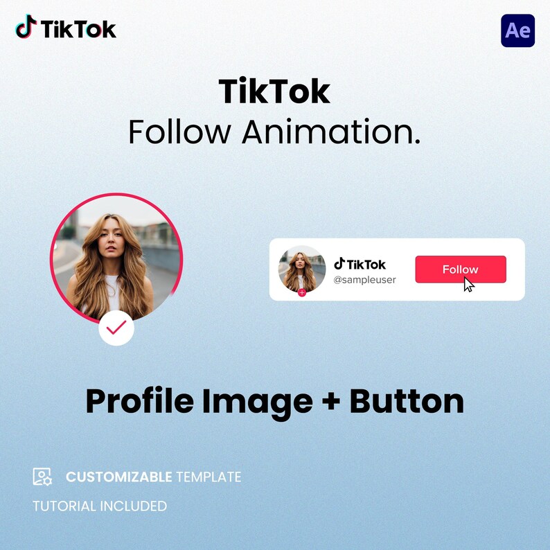 Custom Animated Tiktok Follow Button After Effects Template - Etsy