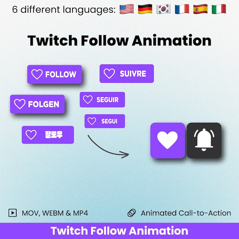 Twitch Follow Animated Overlay to Encourage Your Viewers to Interact ...