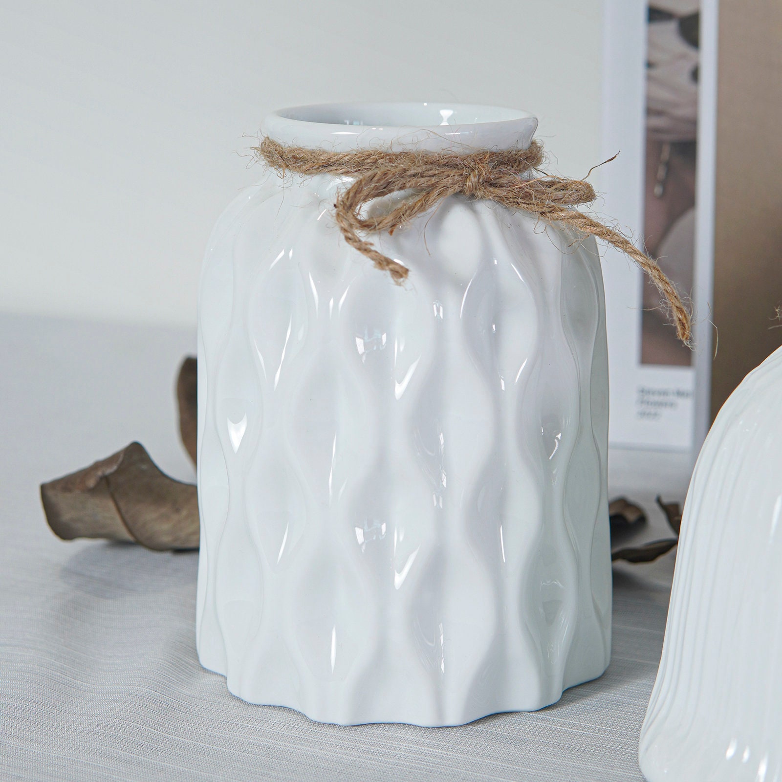 Rustic Farmhouse Ceramic Milk Jug Vase White Textured Finish - Etsy