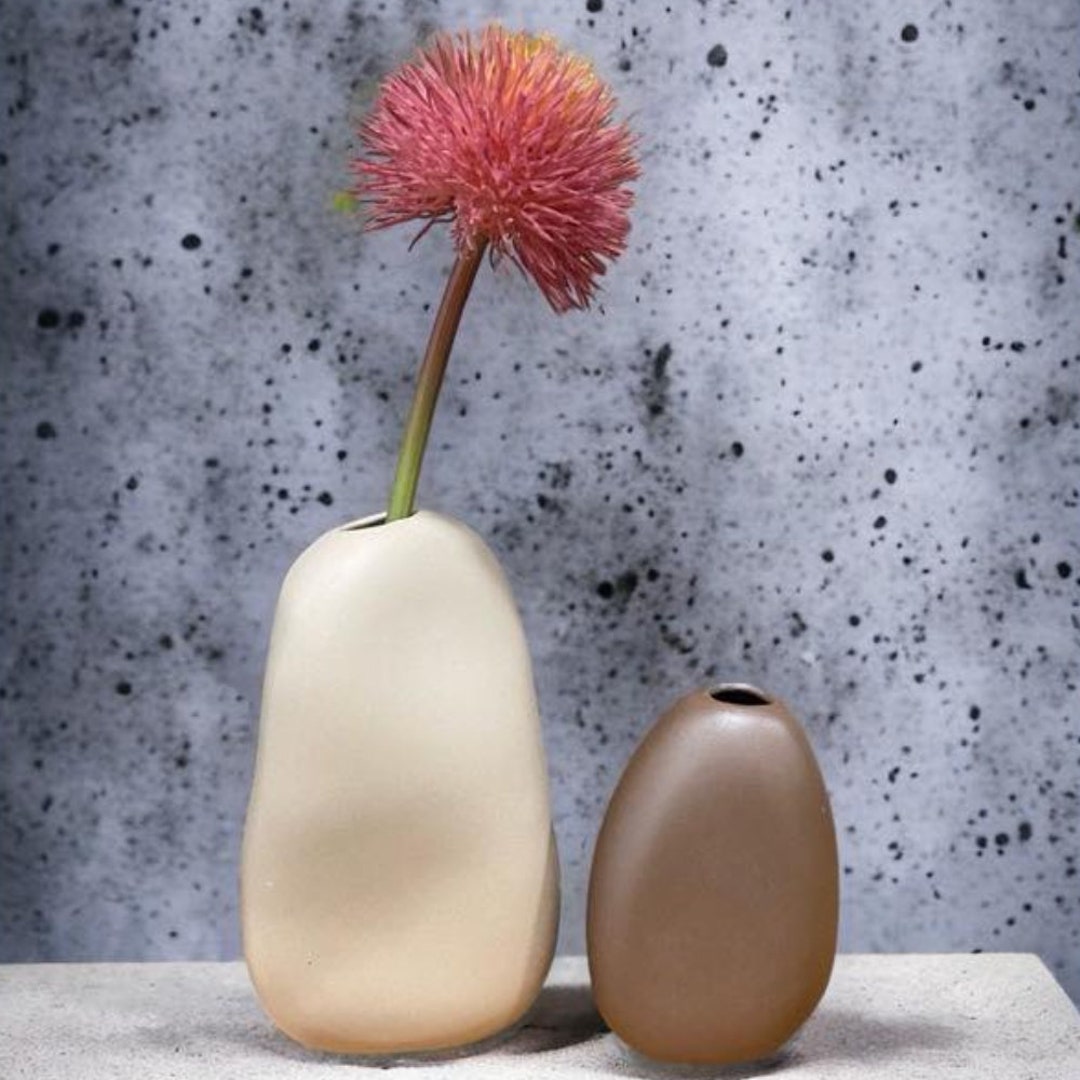 Minimalist Matte Ceramic Vase Collection - Modern Egg-shaped Tabletop ...
