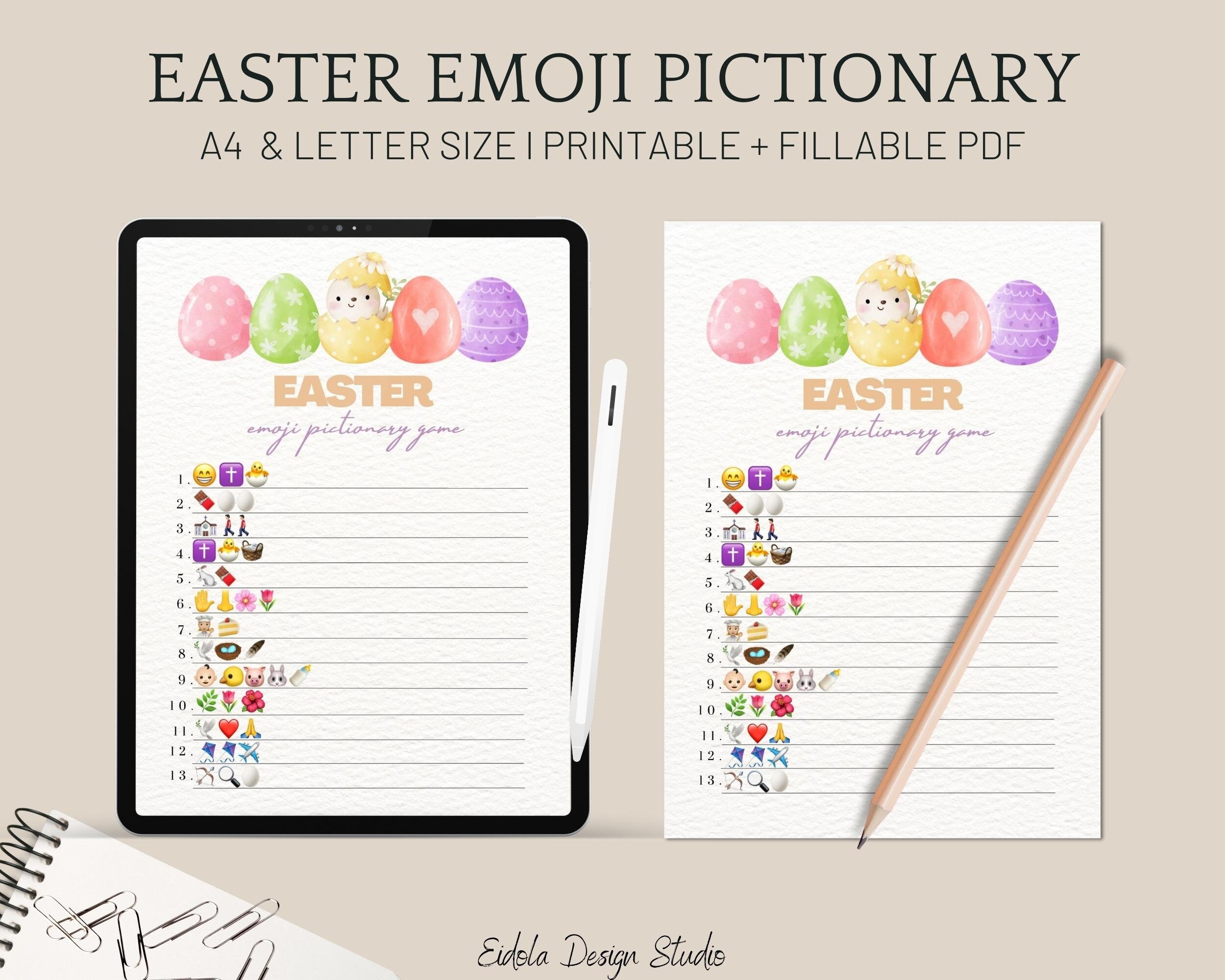 Easter Emoji Pictionary Game Printable Easter Games Emoji - Etsy México