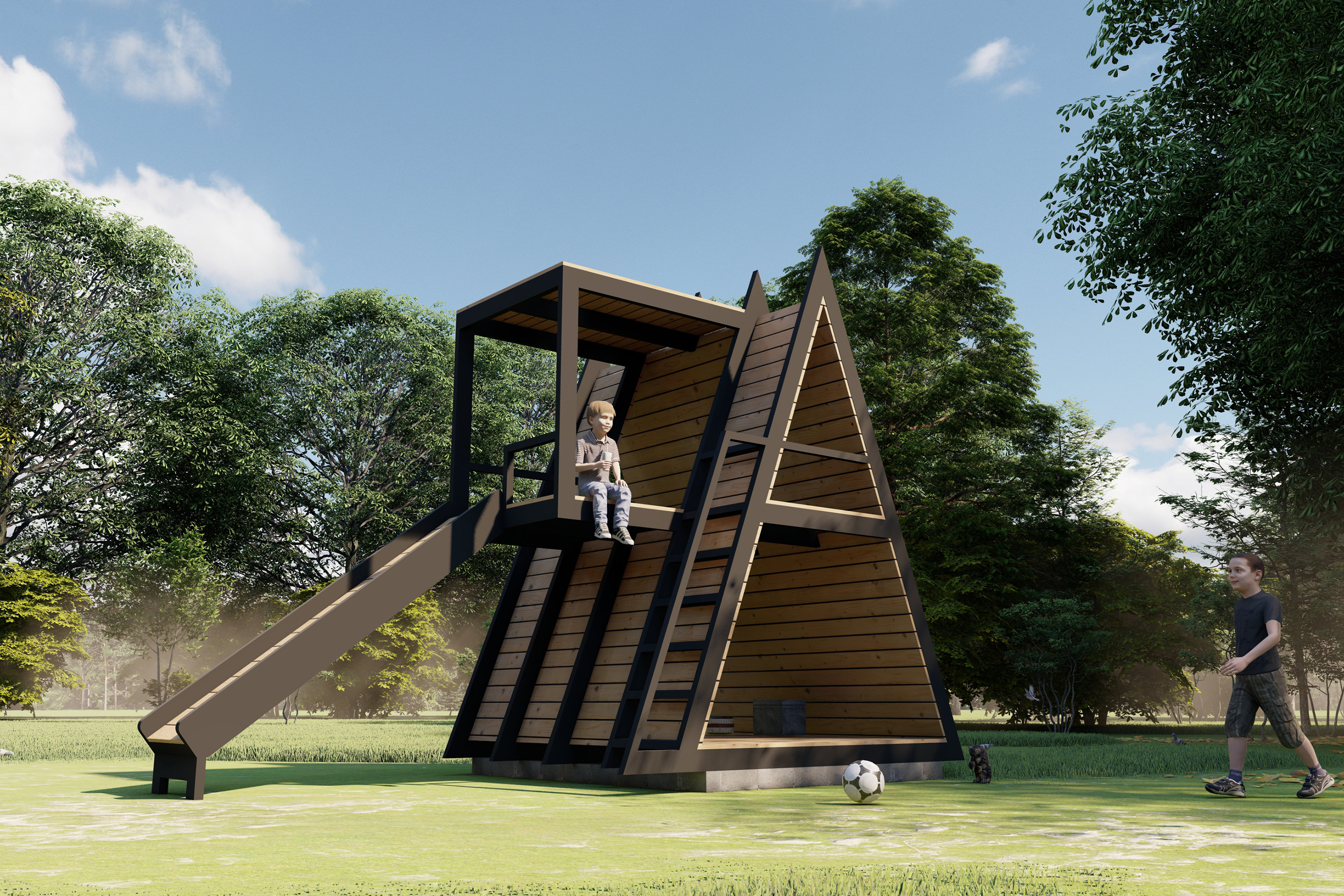 A-frame Play House With Slide DIY Plan, DIY Kit Play House With Slide ...