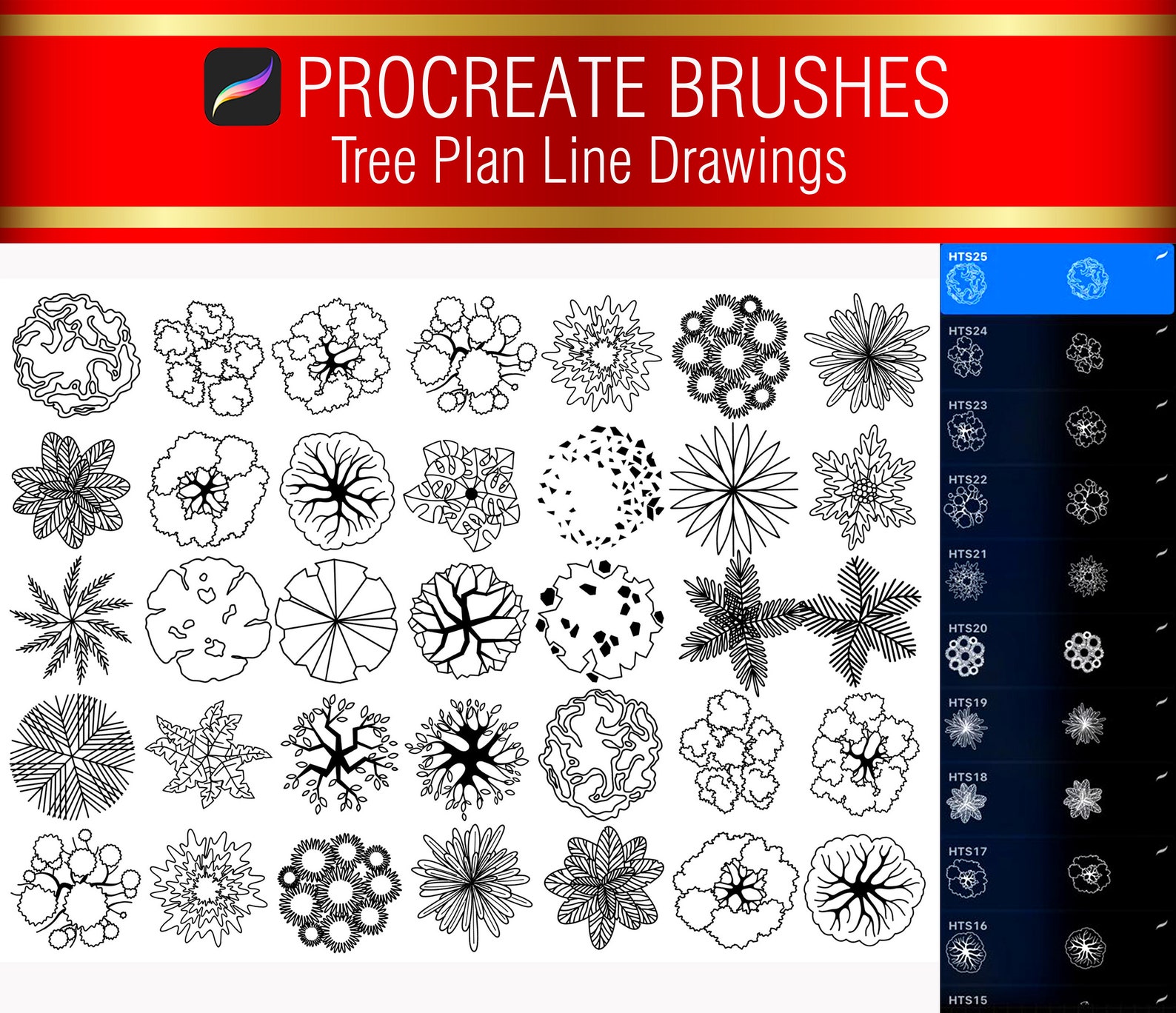 Procreate Tree Brush Pack, Procreate Tree Plan Stamp,tree Brush Set ...