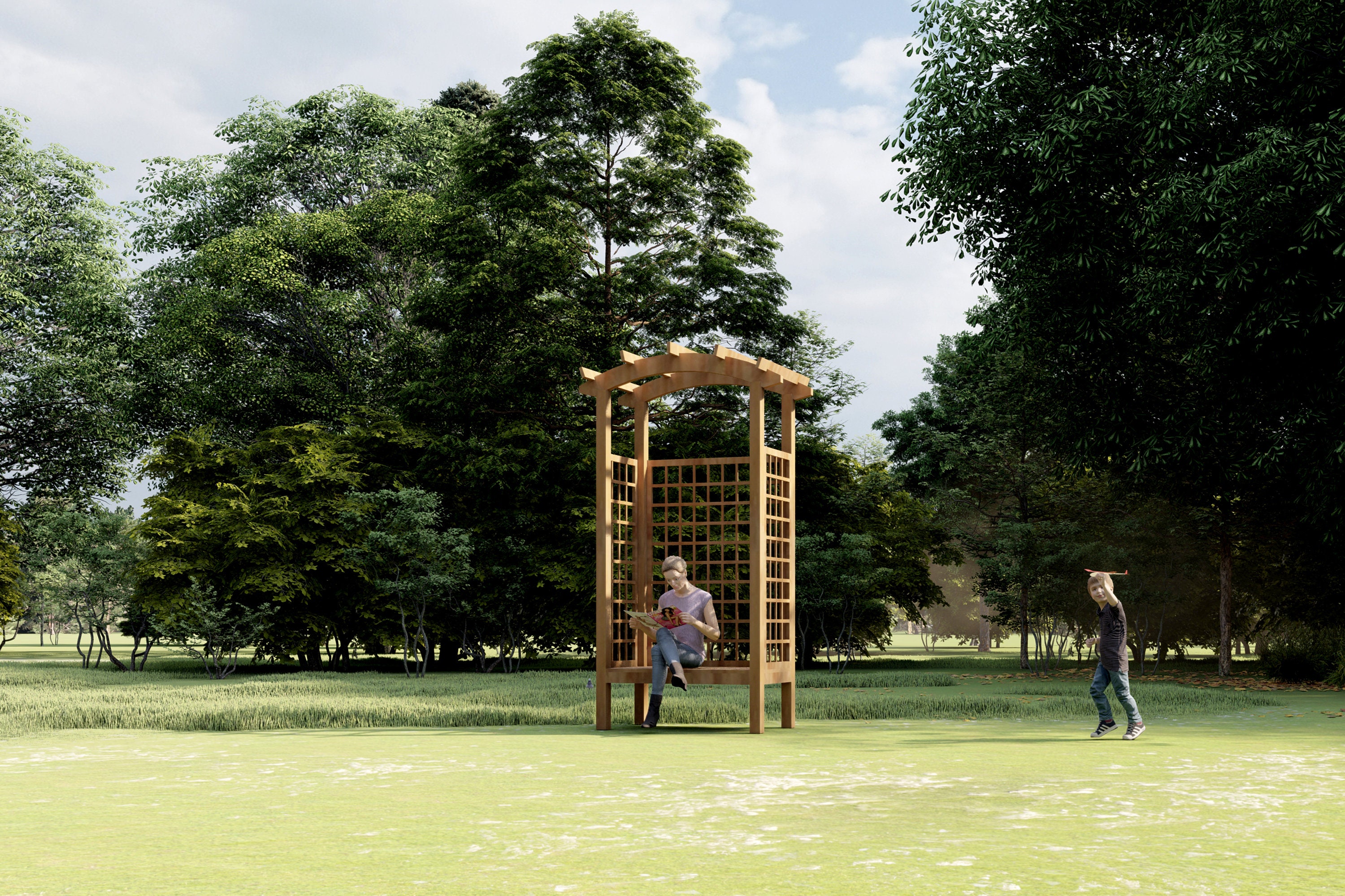 Landscape Arbor Bench DIY Design, DIY Arbor Plan, Arbor Bench, Outdoor ...