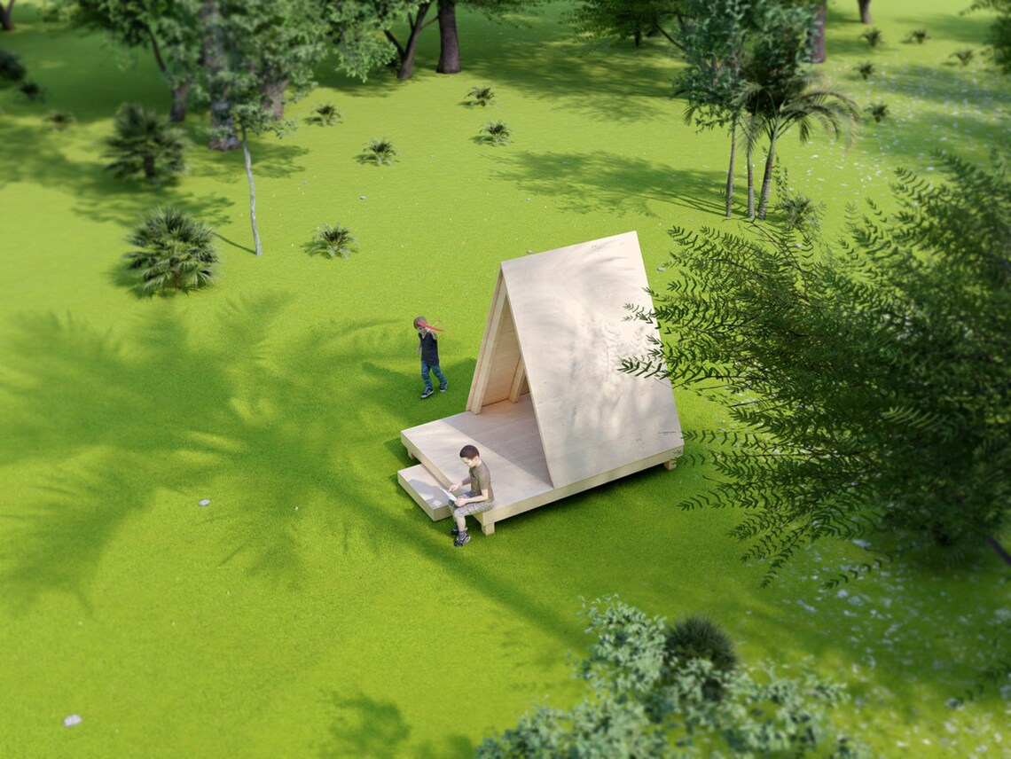 9.5 X 6.6 Feet DIY A-frame Kids Playhouse, DIY Kit Children Playhouse ...