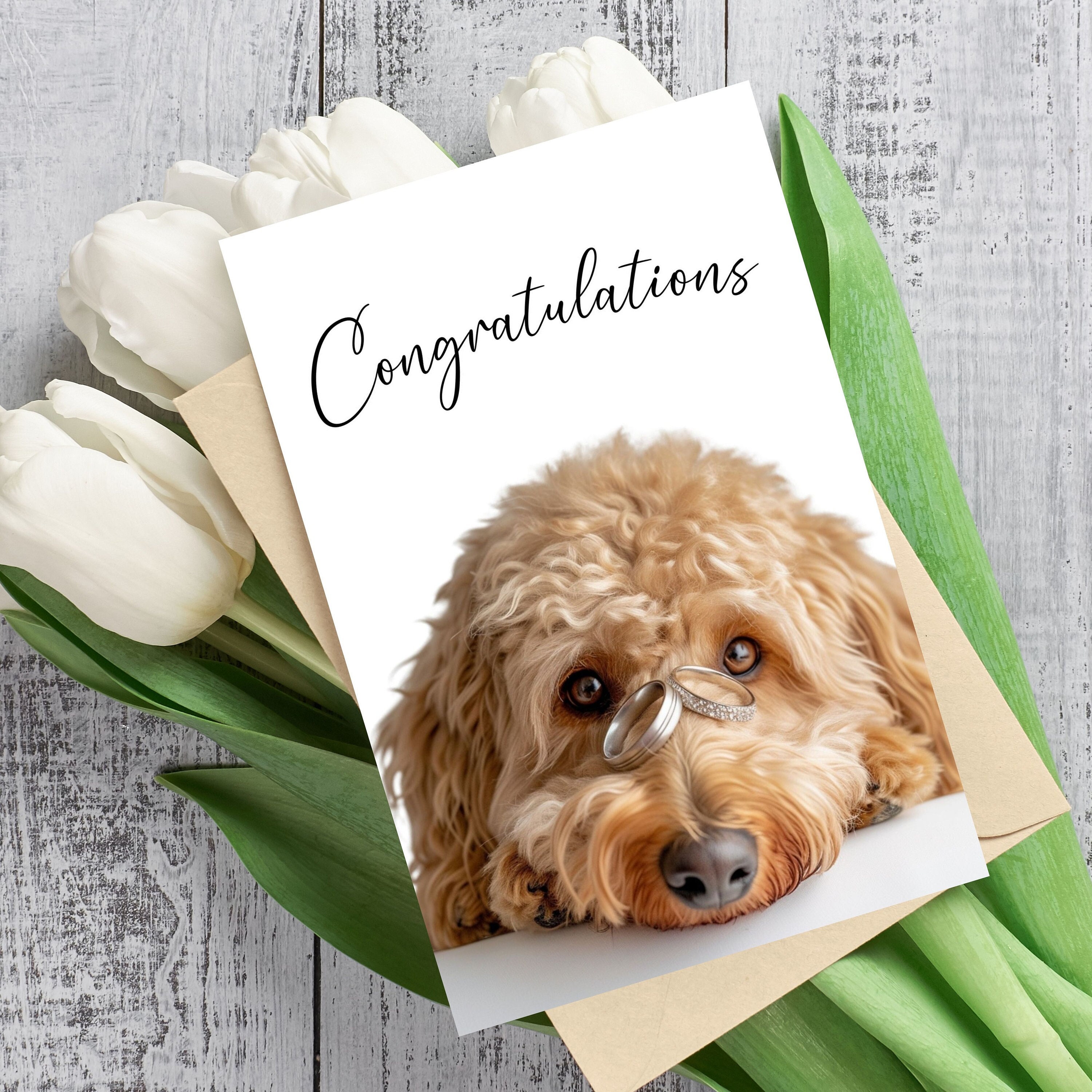 Congratulations, Goldendoodle Wedding Card, Goldendoodle ...