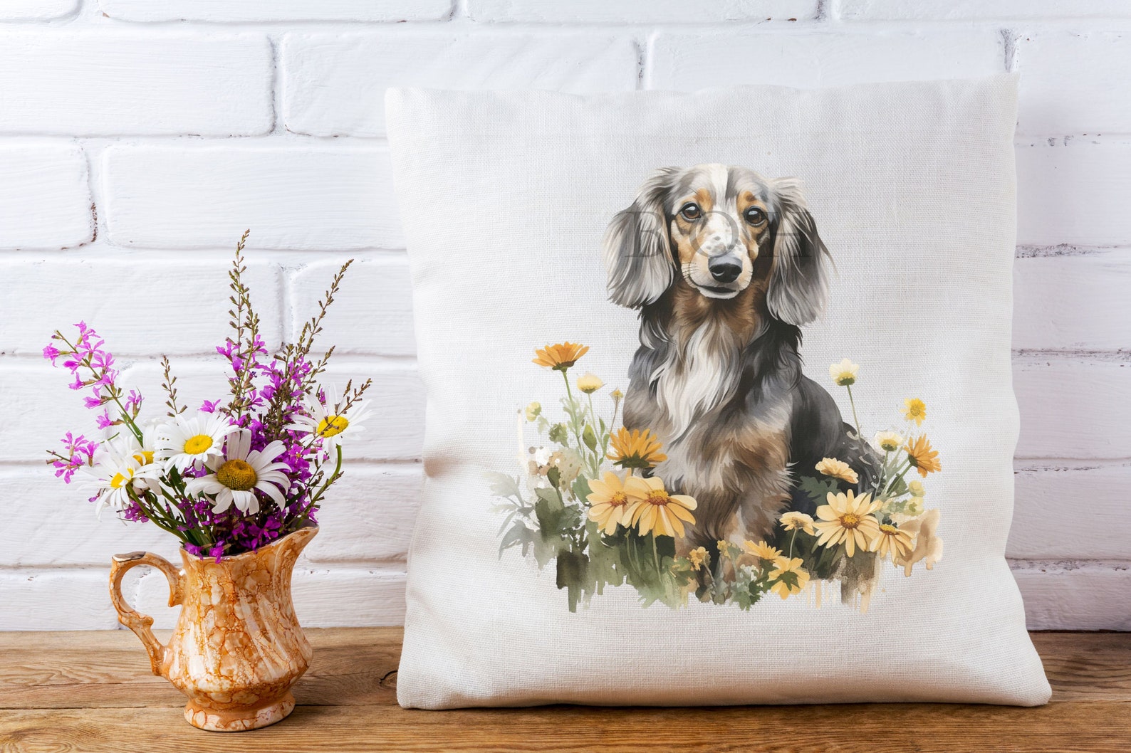 20 Cute Tri Colored Dachshund Watercolor Clipart PNG Files, Transparent ...