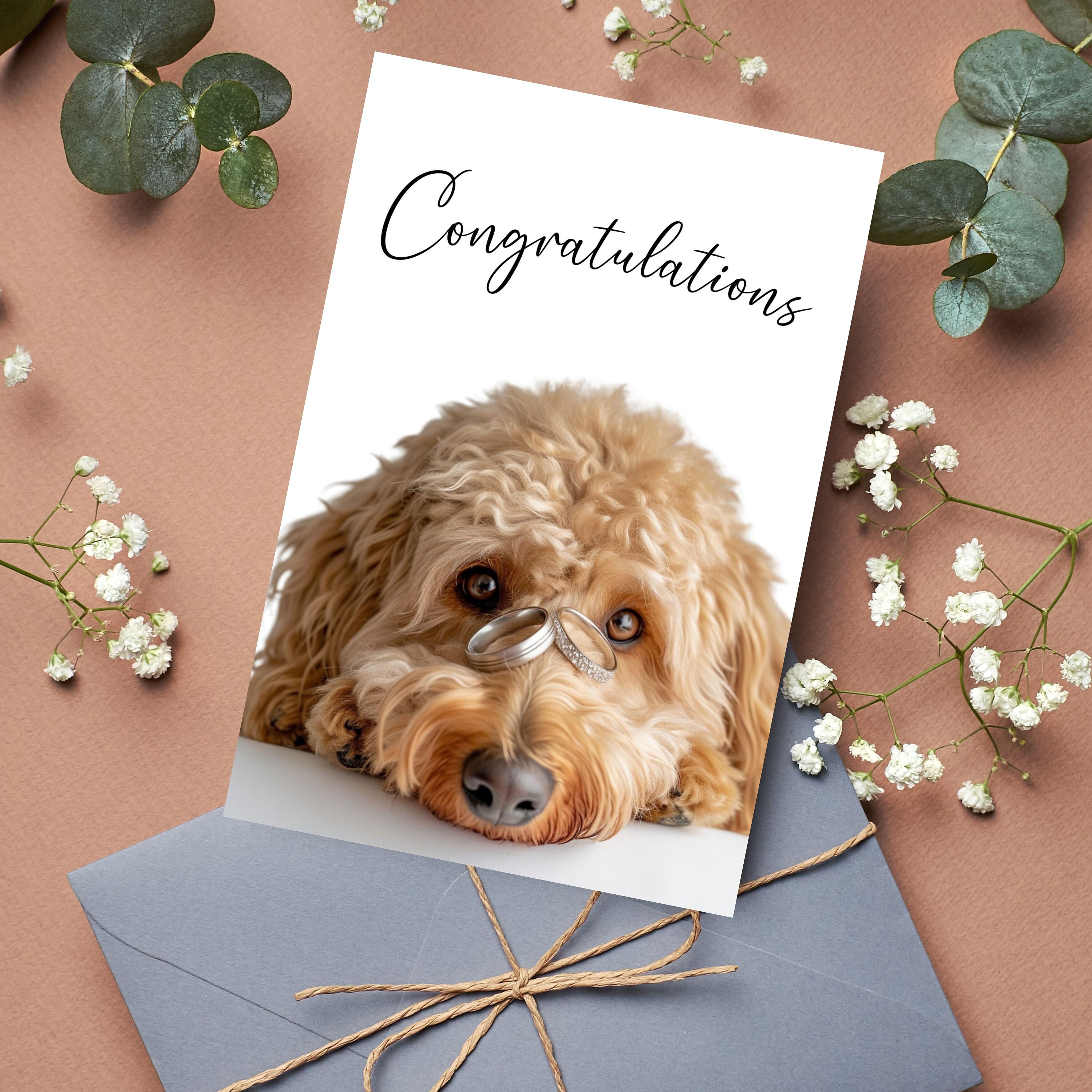 Congratulations, Goldendoodle Wedding Card, Goldendoodle ...