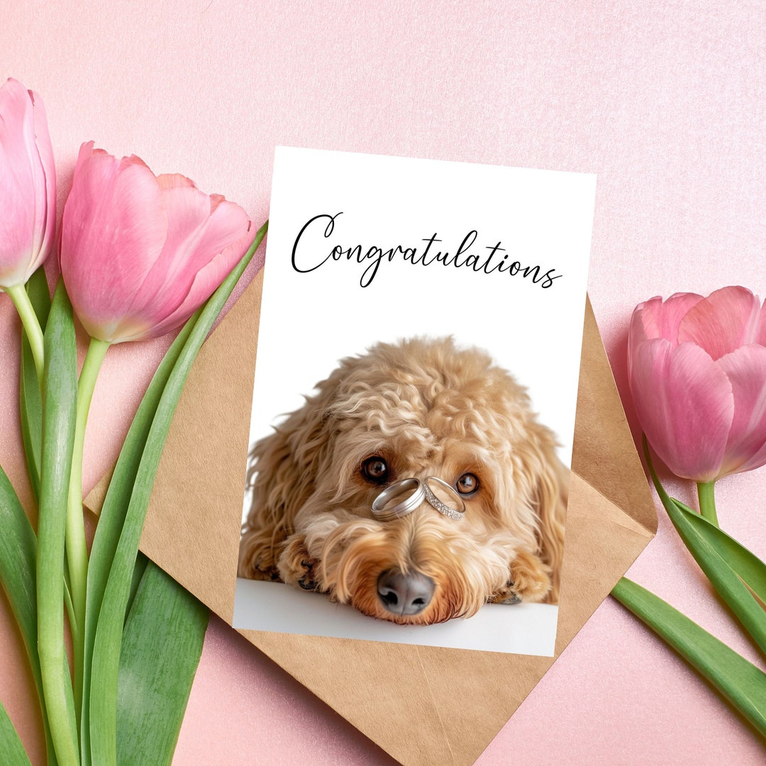 Congratulations, Goldendoodle Wedding Card, Goldendoodle ...