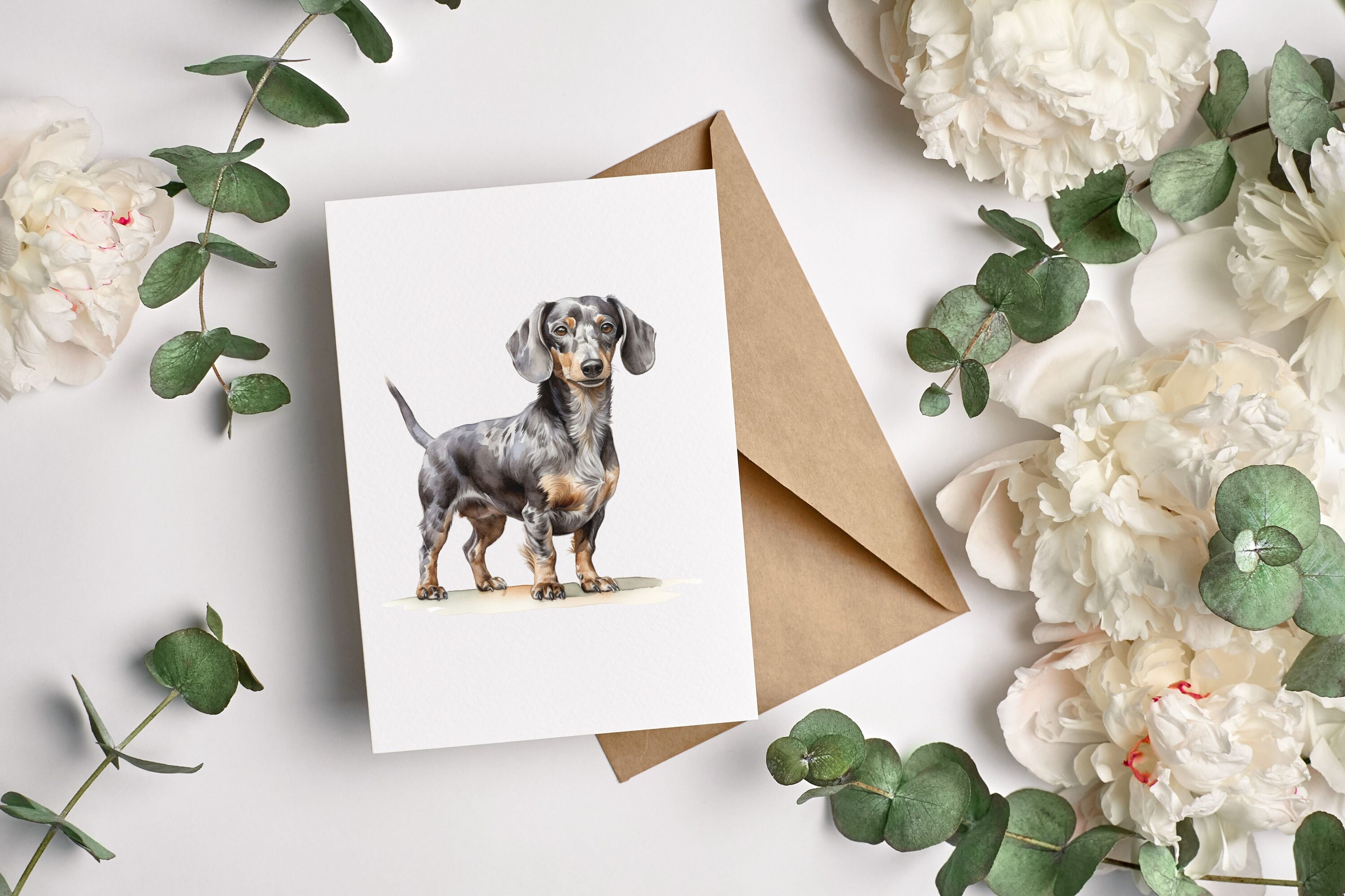 20 Cute Tri Colored Dachshund Watercolor Clipart PNG Files, Transparent ...