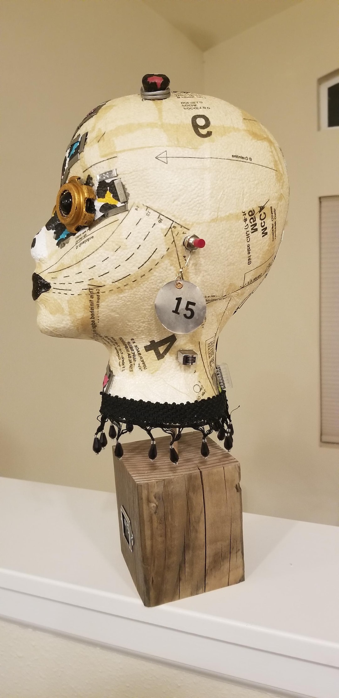 Upcycled Mannequin Head, Collaged Art Object “number 15” - Etsy