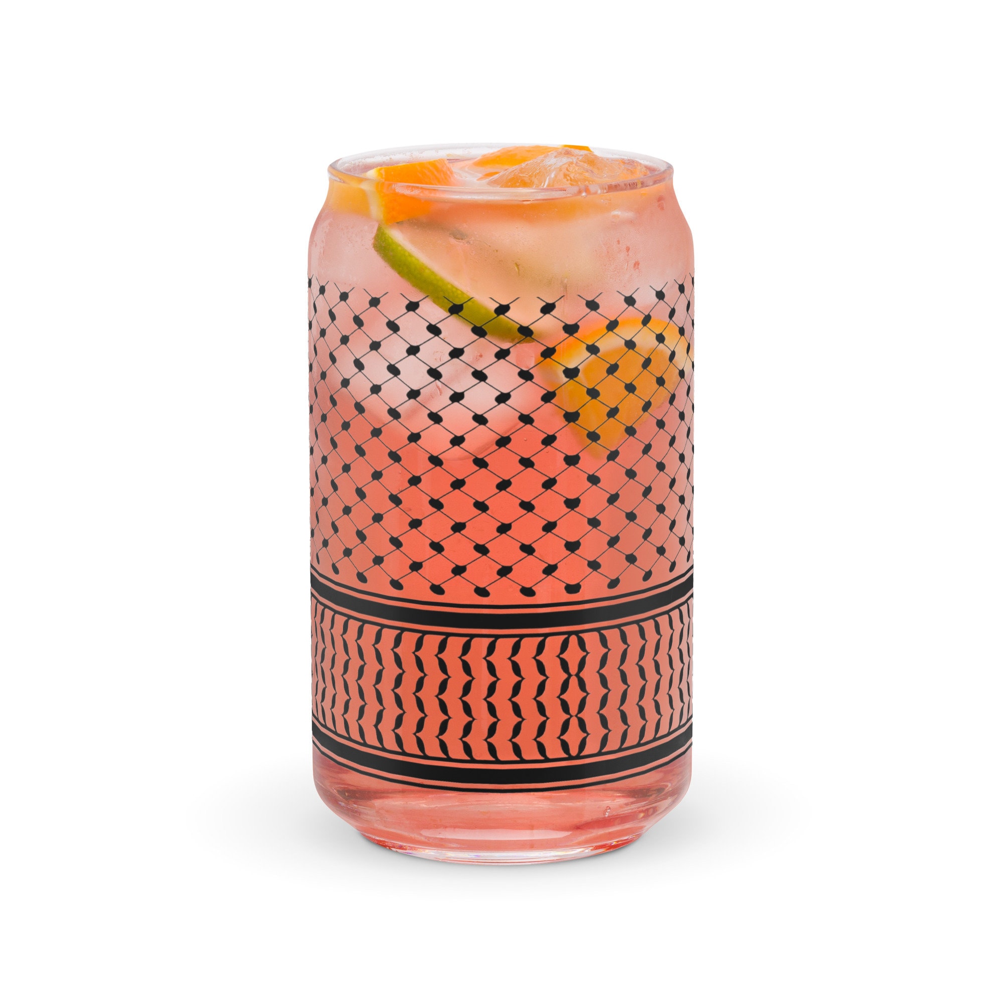 Keffiyeh Pattern Can-shaped Glass - Stylish Beverage Enjoyment in 4 ...