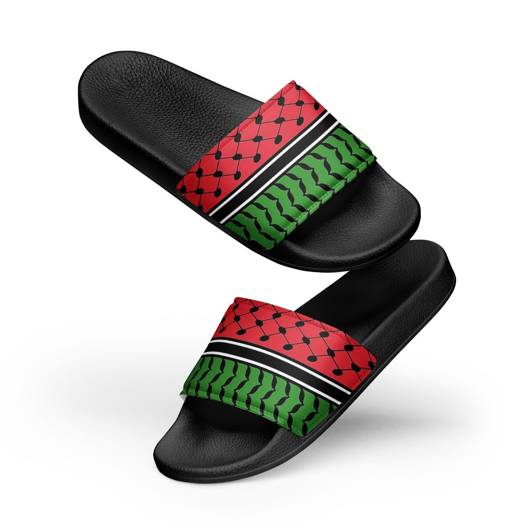 Watermelon Keffiyeh Men's Slide Sandals - Step Into Unique Style and ...