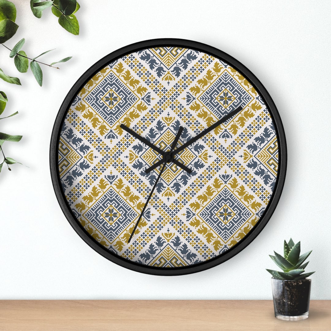Palestinian Tatreez-inspired Wall Clock, Palestine Traditional Heritage ...