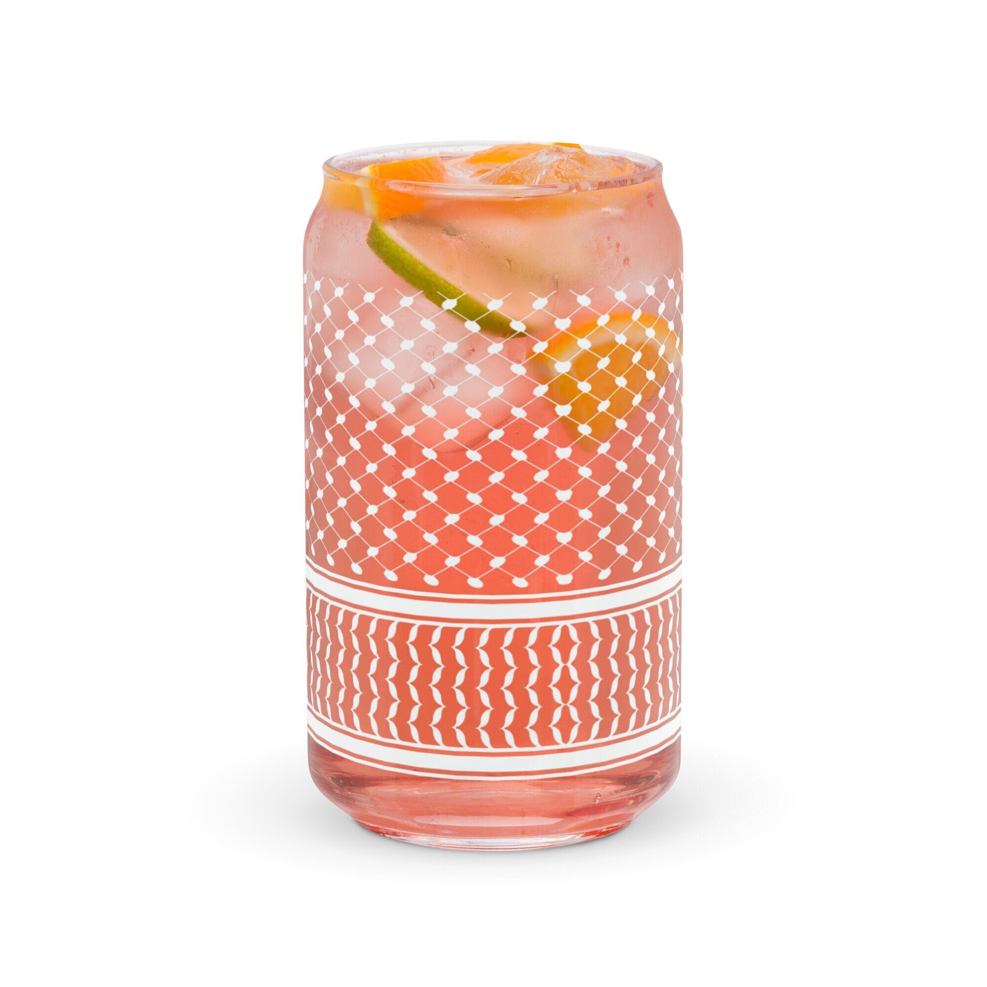 Keffiyeh Pattern Can-shaped Glass - Stylish Beverage Enjoyment in 4 ...