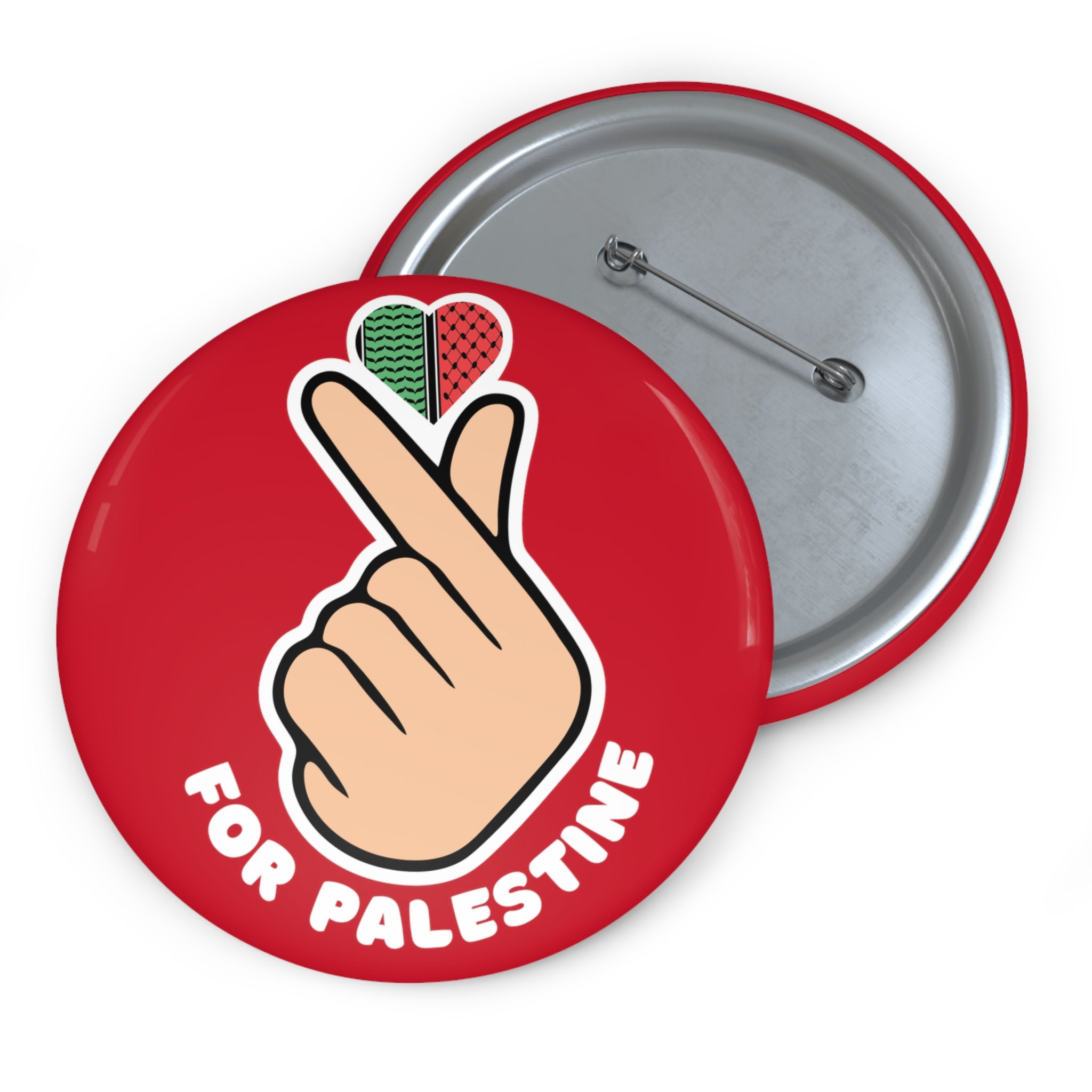 Finger Heart for Palestine Pin Button - Share Love, Support Palestine ...