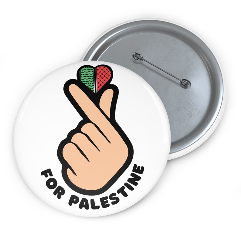 Finger Heart for Palestine Pin Button Share Love, Support Palestine ...