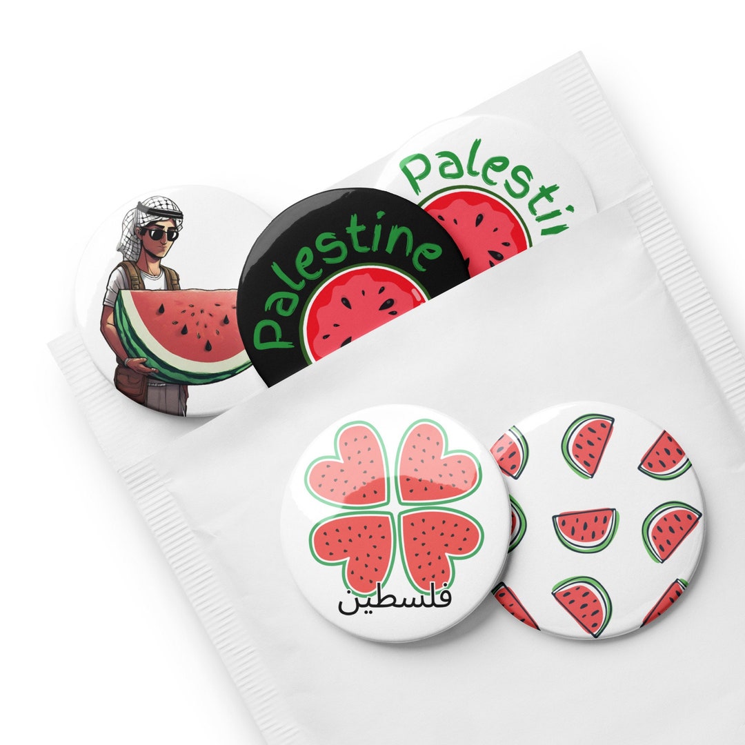 Palestine Watermelon Pin Buttons [set of 5], Palestine Solidarity Round ...