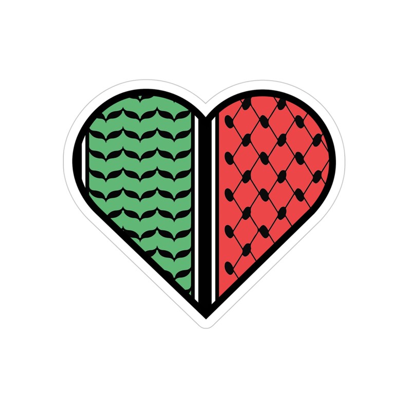 Keffiyeh Palestine in Heart Shape Transparent Outdoor Stickers, Die-cut ...