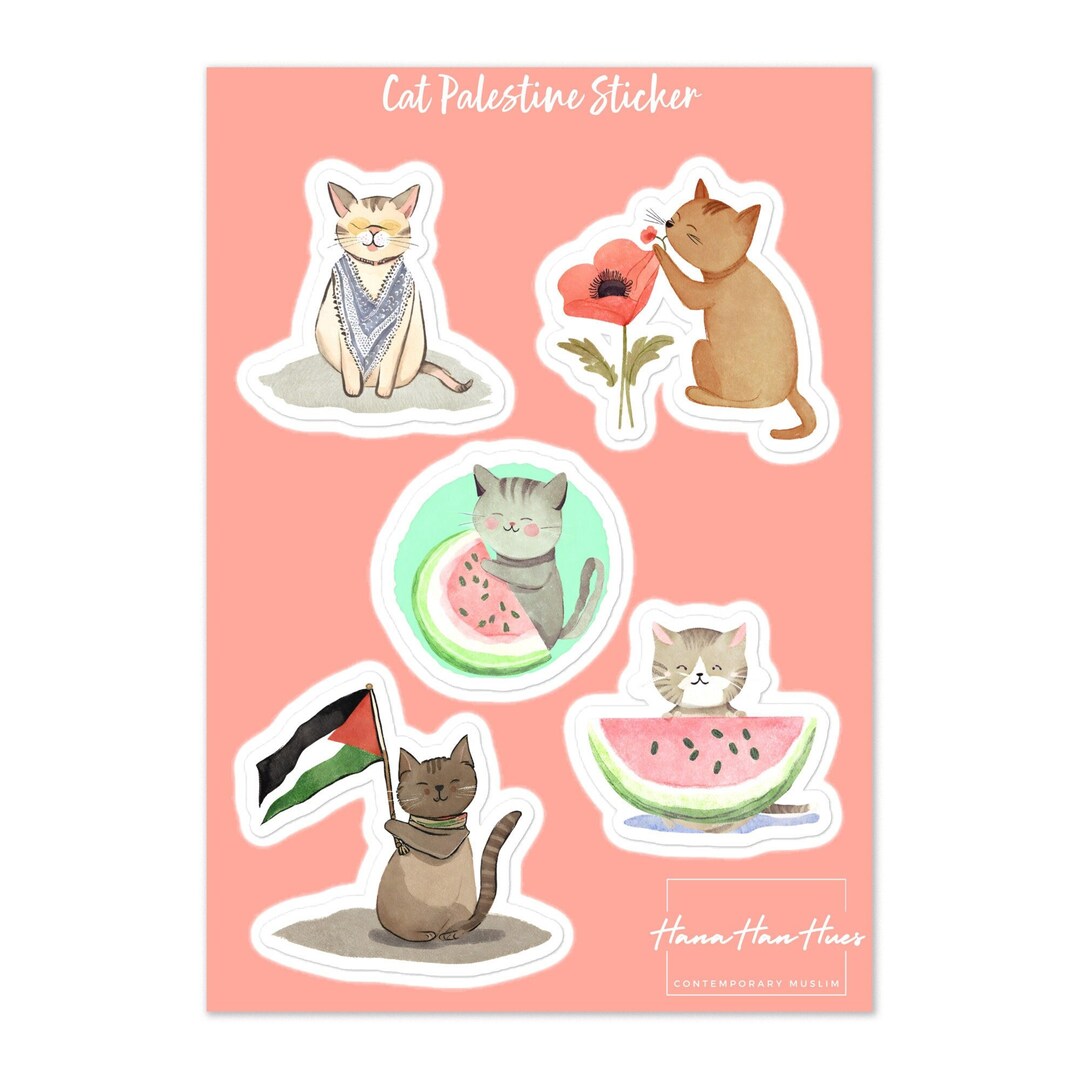 Palestine Cat Sticker Sheet - Purr-fectly Show Your Solidarity With ...
