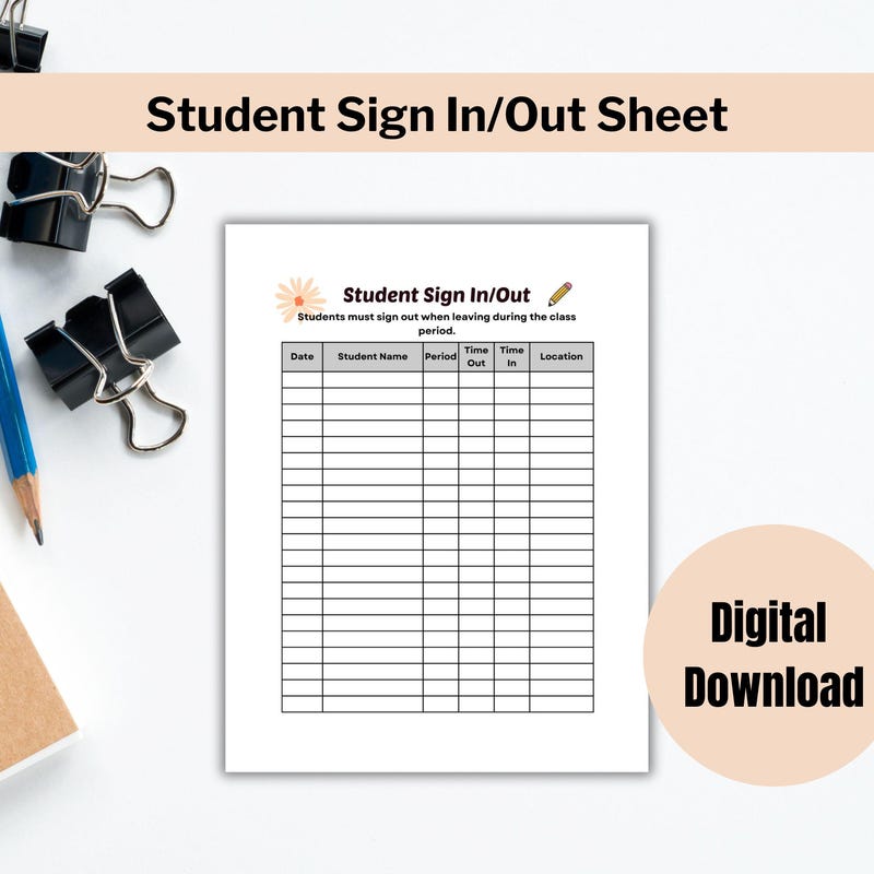 Student Sign Out Sheet - Etsy