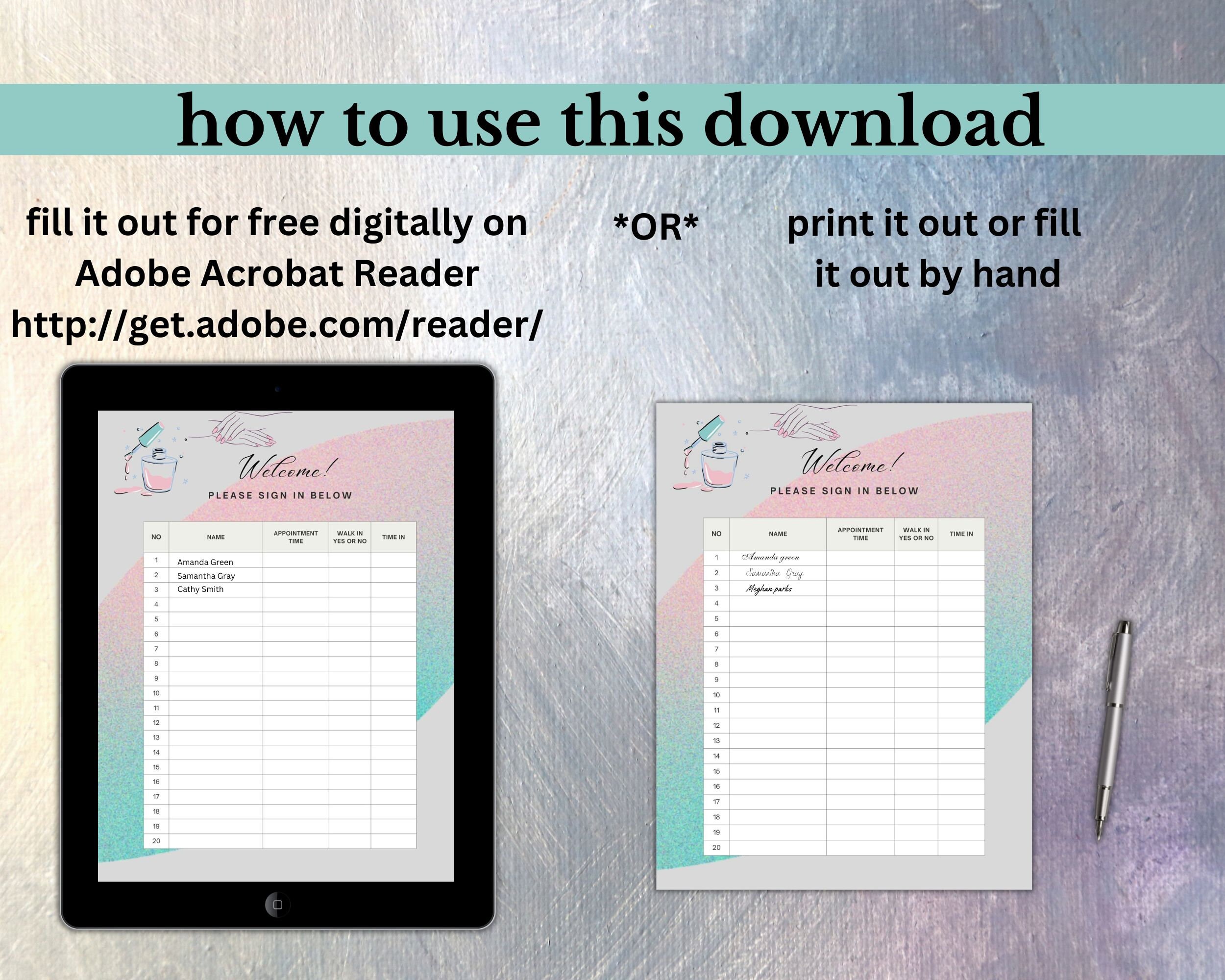 Nail Salon Sign in Sheet, Nail Salon Sign In, Nail Shop, Nail Client ...