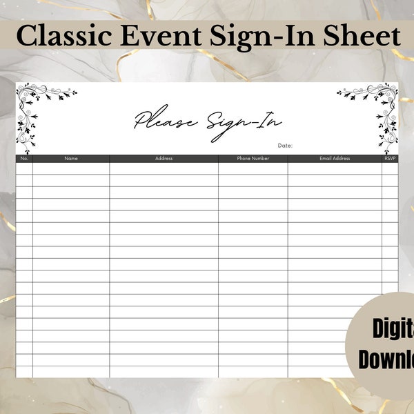 Sign in Sheet - Etsy