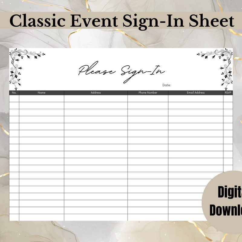 Event Sign in Sheet - Etsy