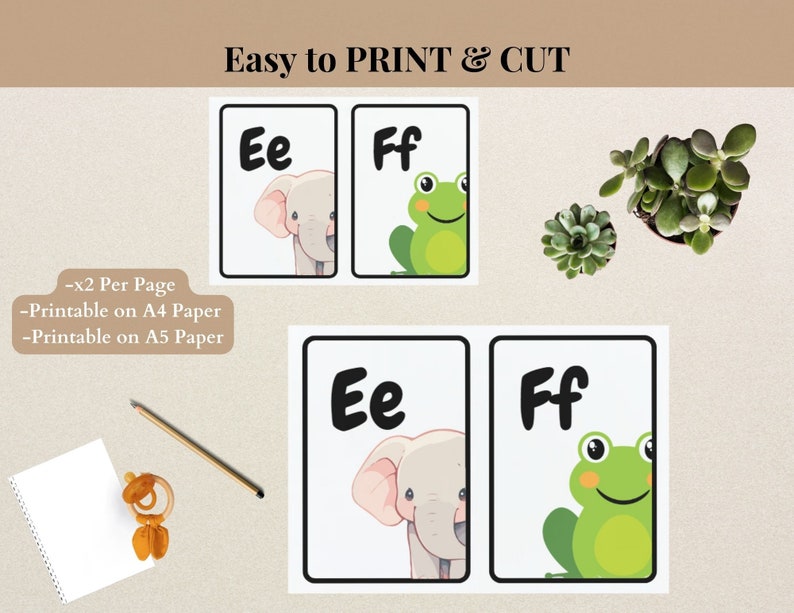 Alphabet Flash Cards printable ABC Learning Cards - Etsy