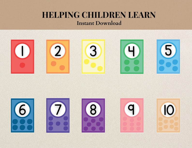 Numbers Flash Cards - Rainbow 1-10 Printable Counting Cards, Perfect ...
