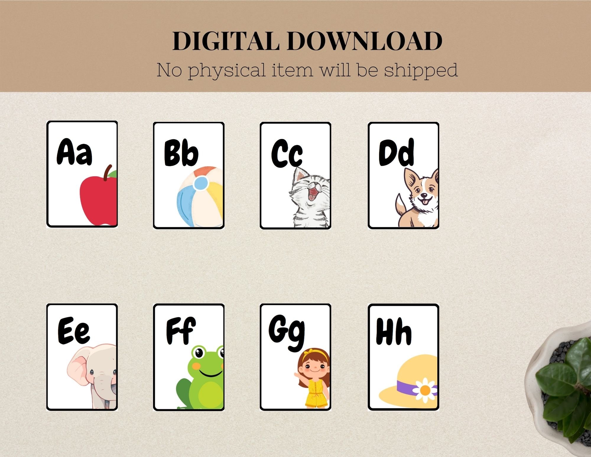 Alphabet Flash Cards -printable ABC Learning Cards, Montessori-inspired ...