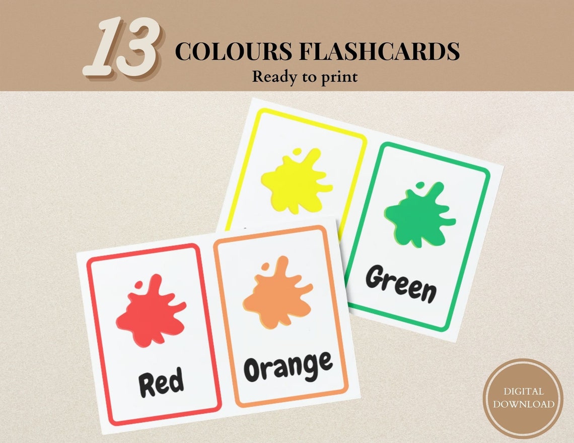 Colours Flash Cards - Vibrant Digital Download - Fun Learning Tool for ...