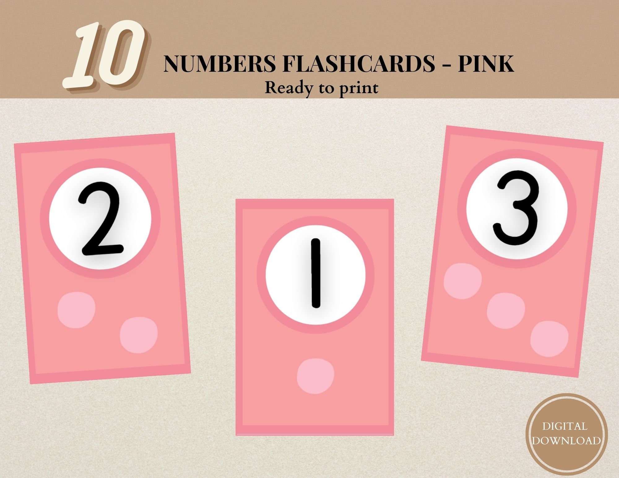 Numbers Flash Cards Pink 1-10 Counting Cards Perfect for - Etsy