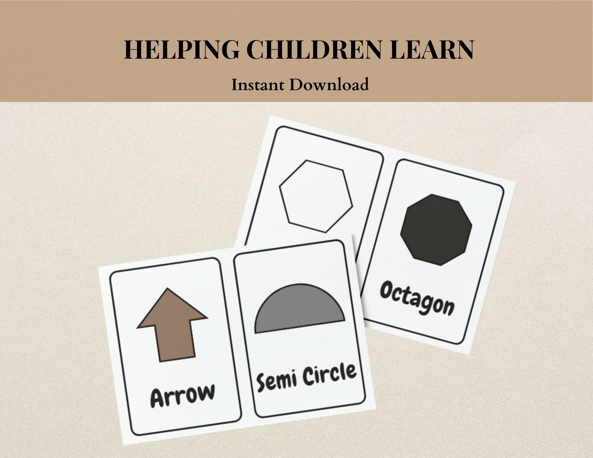 Shapes Flash Cards - Digital Download, Educational Tool, Ideal for ...