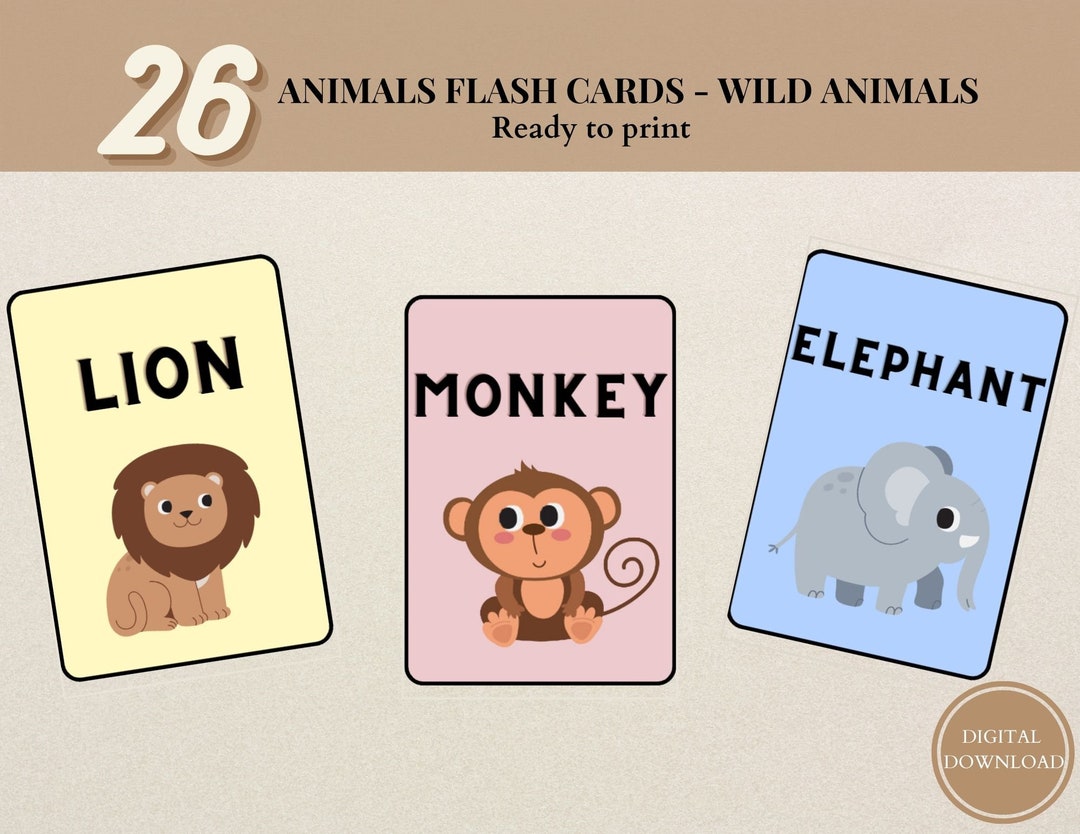 Tarjetas didácticas de animales Animales salvajes: 26 lindas - Etsy México