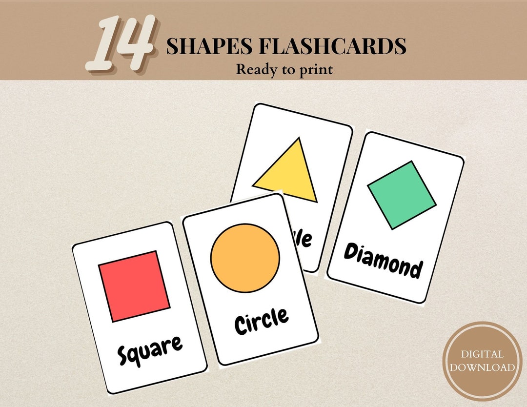 Shapes Flash Cards - Digital Download, Educational Tool, Ideal for ...