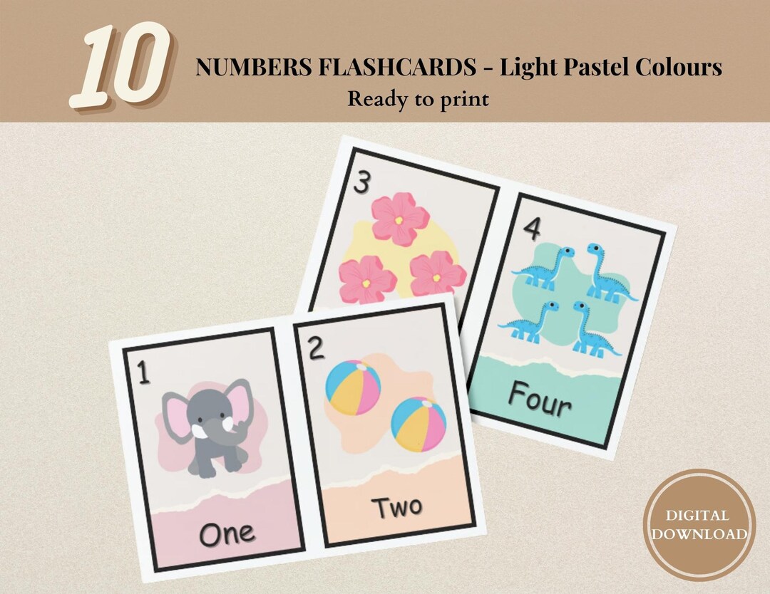 Numbers Flash Cards With Pictures 1-10 Counting Cards - Etsy
