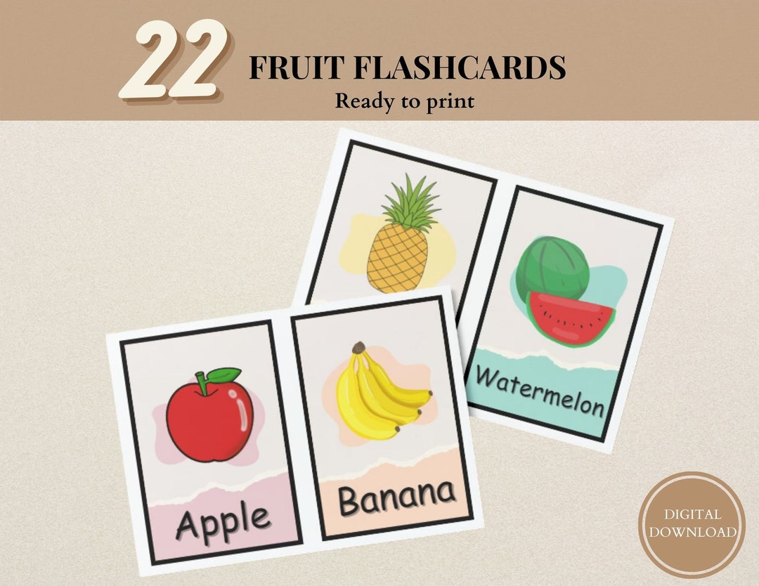 Fruit Flash Cards - Printable, 20-piece Colourful Set for Interactive ...