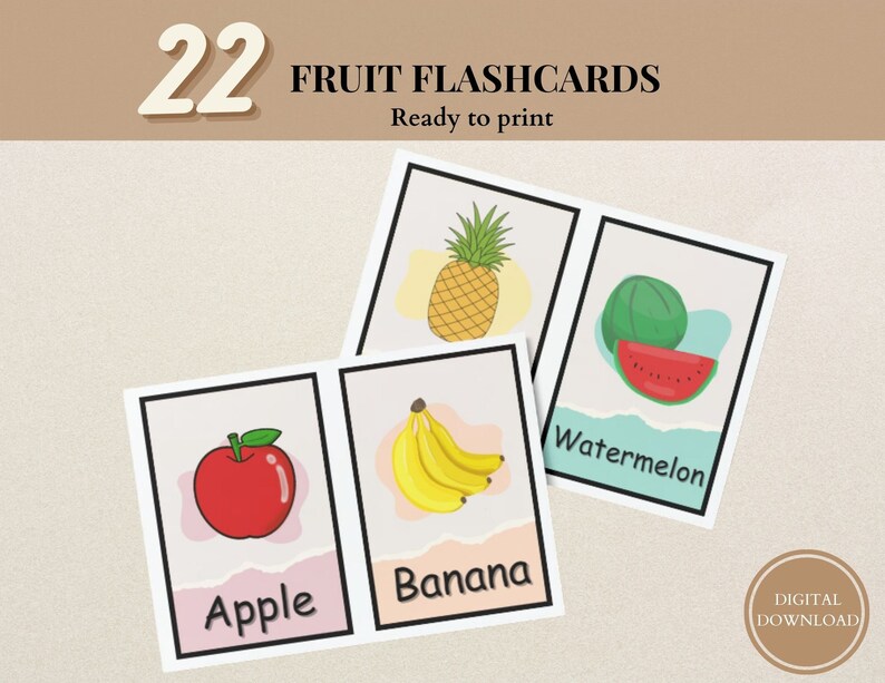 Fruit Flash Cards - Printable, 20-piece Colourful Set for Interactive ...