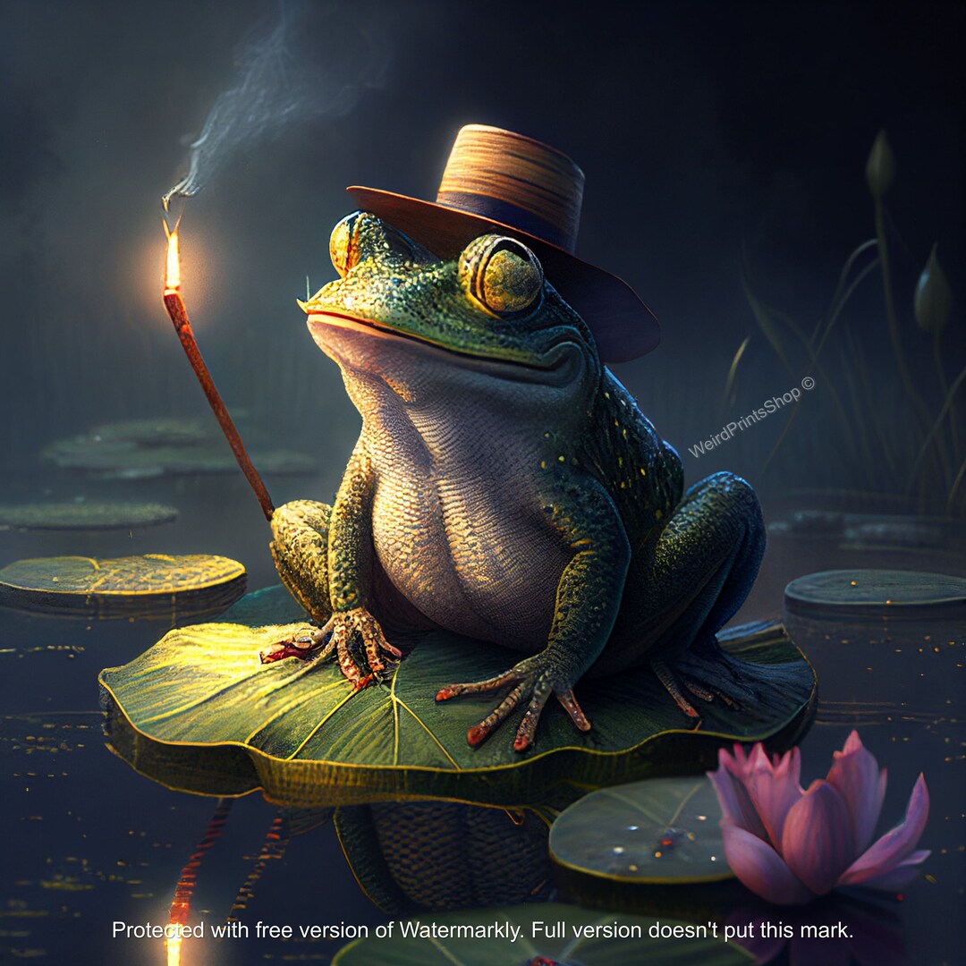 Printable Digital Art, Frog in the Moonlight, Canvas Print, Instant ...