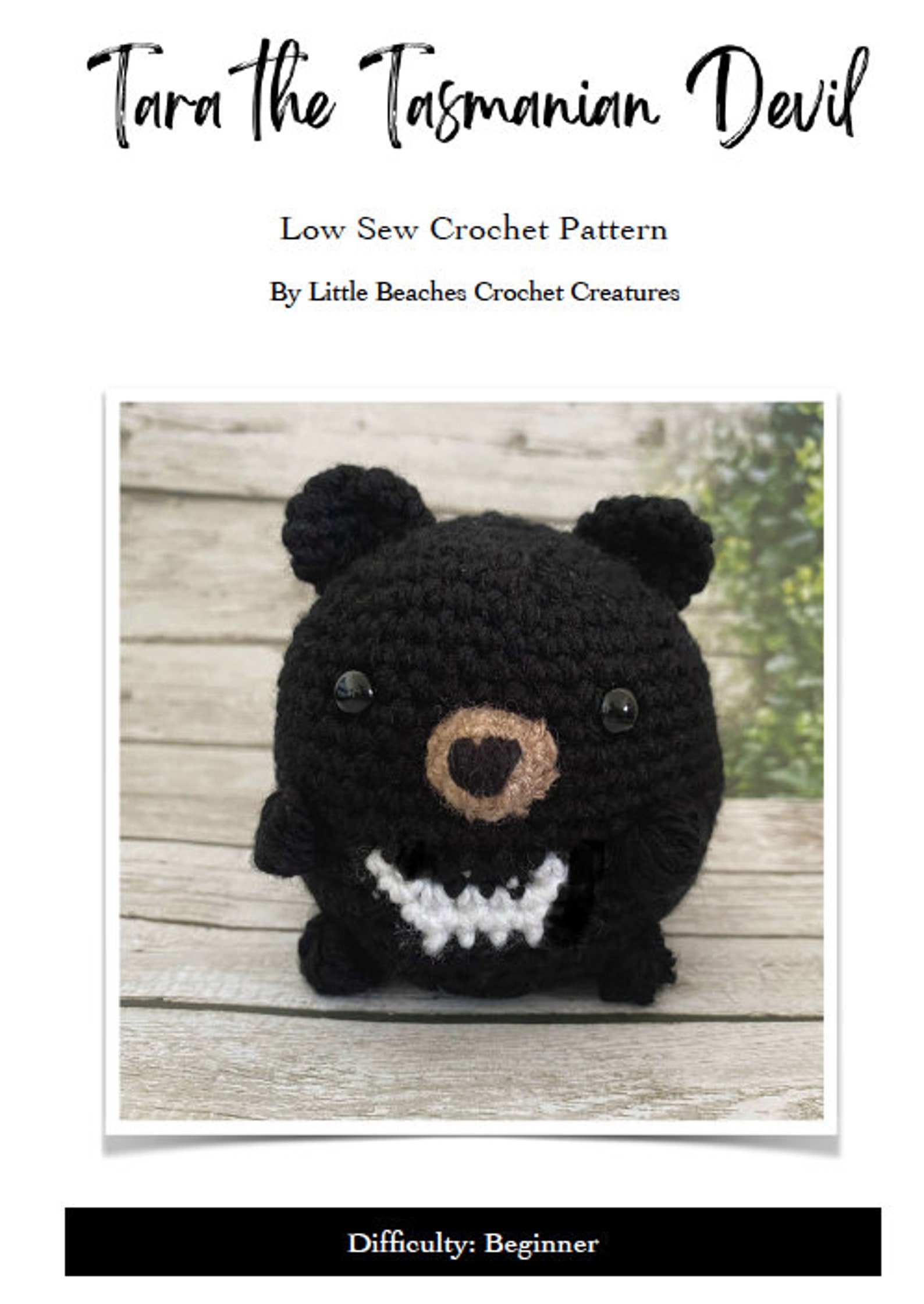 Tasmanian Devil Crochet Pattern Australian Animal Pattern Crochet ...
