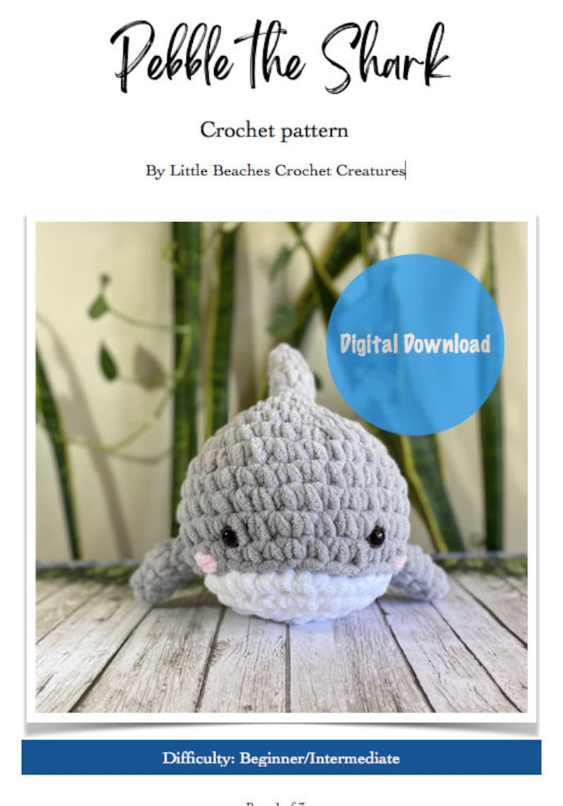 Shark Crochet Pattern for Beginners Crochet Pattern PDF Shark Pattern ...