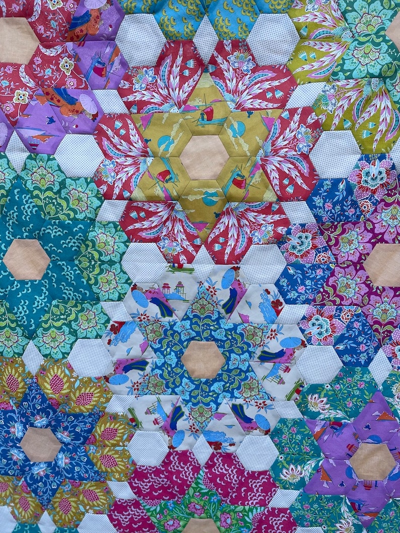 Big Blooms EPP Quilt Printed Pattern - Etsy