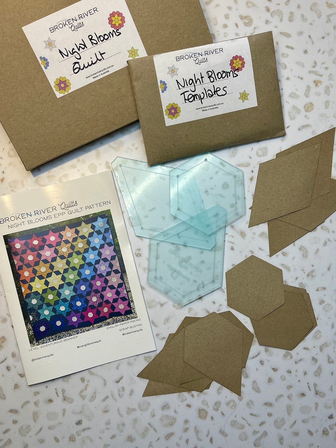 Night Blooms- EPP Bundle With Papers, Pattern and Template - Etsy