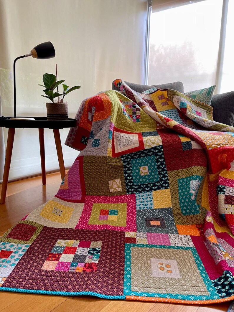 Squared Quilt Scrap Busting Intermediate Paper Pattern - Etsy