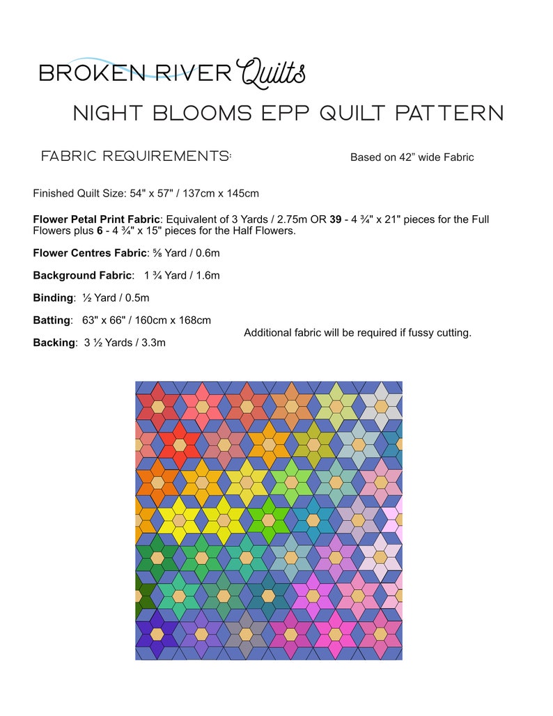 Night Blooms EPP Quilt - PDF Pattern - Etsy