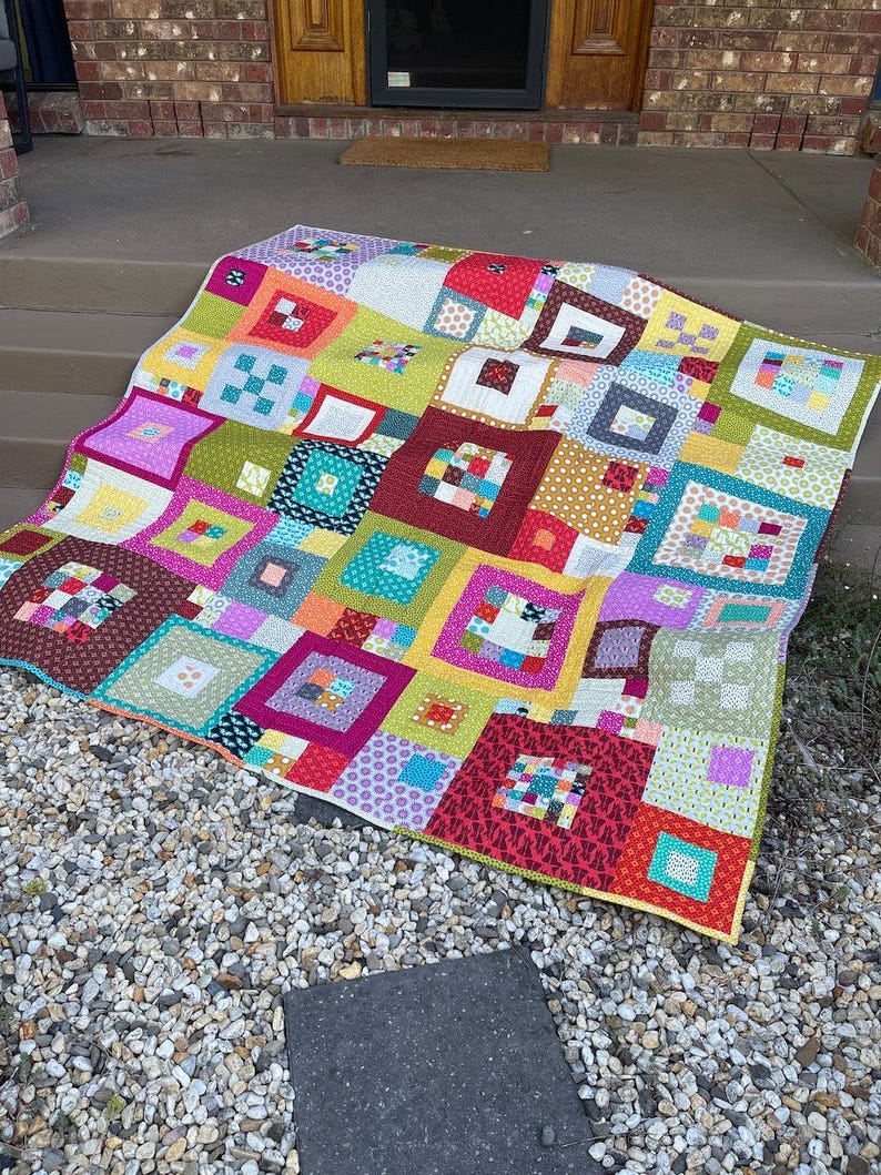 Squared Quilt Scrap Busting Intermediate Paper Pattern - Etsy