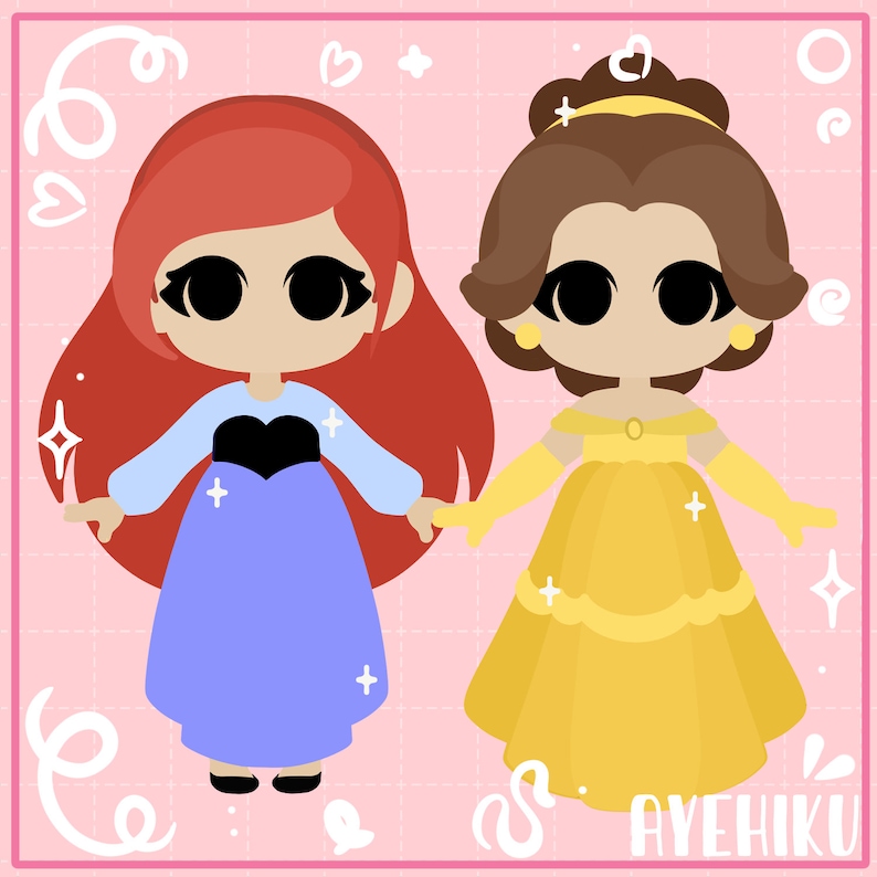 Princess Pack DIGITAL SVG File Download, Princess Ariel, Jasmine ...