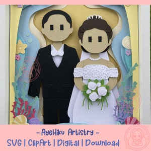 Wedding Portrait DIGITAL SVG File Download, Bride | Groom, PNG Layered ...