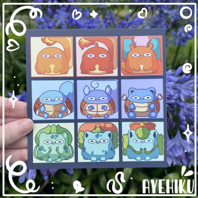 Derpy Poke Starter Cute Poster Print | Matte | Funny | Kawaii | Anime ...